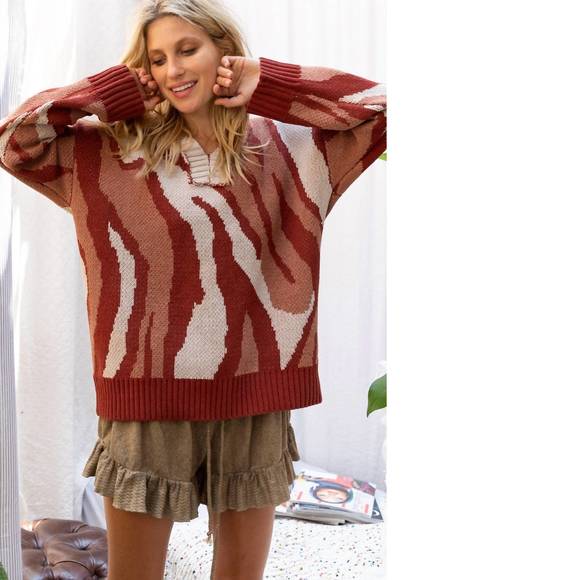 POL | Sweaters | Nwt Pol Swirls Of Camo Sweater In Rust Latte | Poshmark